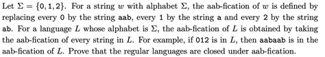 Solved Let Σ 012 For A String W With Alphabet Σ The