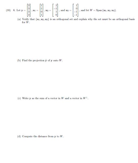 Solved Let Y Uj U And U And Let W Span Chegg Com