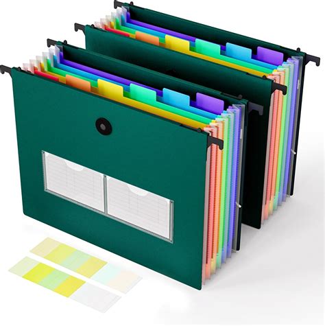 2 In 1 Expanding Hanging File Folders For Filing Cabinet Tranbo 7 Pockets Extra