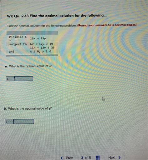 Solved Wk Qu 2 13 Find The Optimal Solution For The