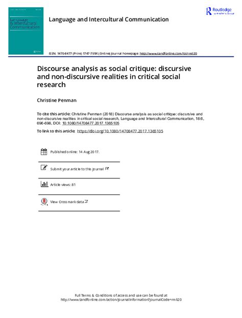 Pdf Discourse Analysis As Social Critique Discursive And Non