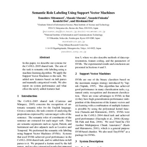 Semantic Role Labeling Using Support Vector Machines Acl Anthology