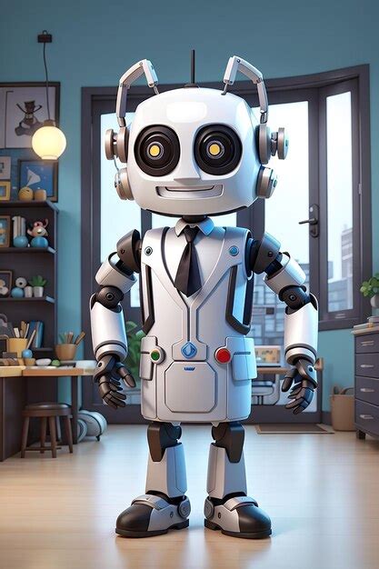 Premium Photo Robot Butler Cartoon Character Futuristic 3d Animation Style