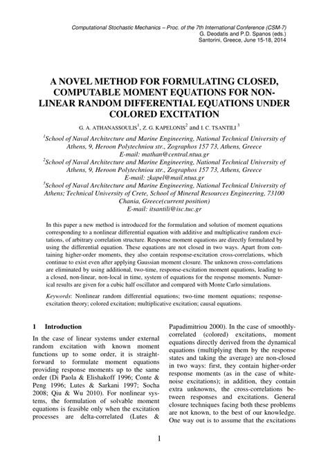 Pdf A Novel Method For Formulating Closed Computable Moment Equations For Nonlinear Random