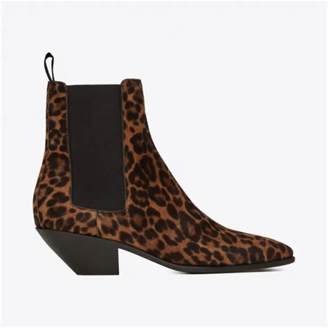 伊夫圣罗兰 Yves Saint Laurent 豹纹绒面革west切尔西靴 小迈步海淘品牌官网