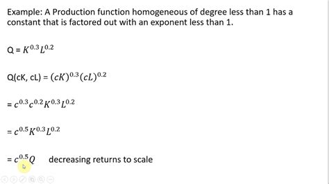 homogeneous production functions youtube