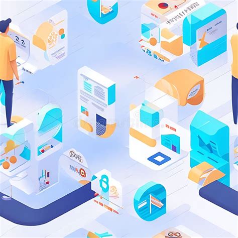 Smartphone App Provides Business Charts And Data Analysis Via Isometric Phone Stock Illustration