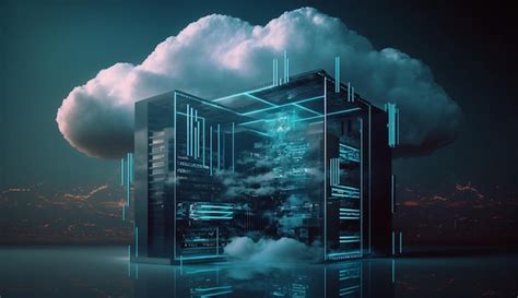 Premium Photo A Cloud Computing Server With A Blue Sky And Clouds In