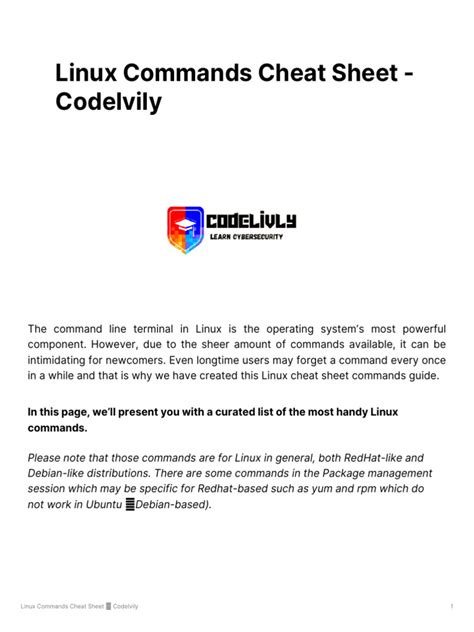 Linux Commands Cheat Sheet Codelvily Pdf Filename Computer File