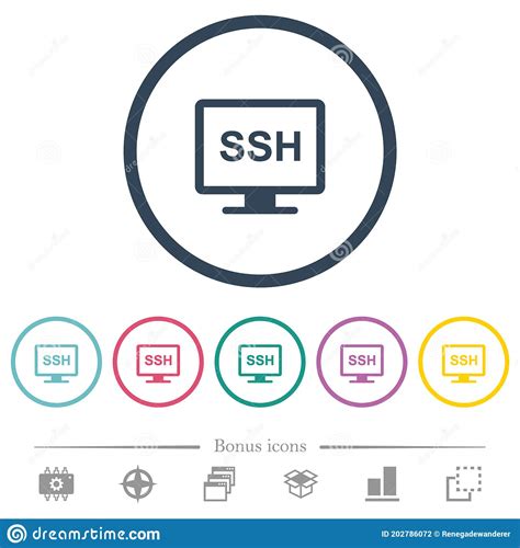SSH Terminal Flat Color Icons In Round Outlines Stock Vector Illustration Of View Circles