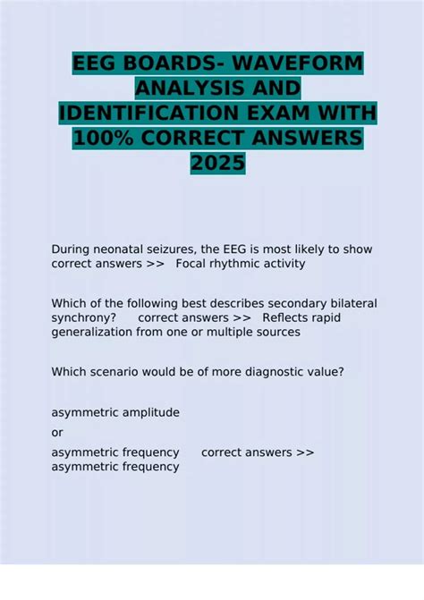 Eeg Boards Waveform Analysis And Identification Exam With 100 Correct