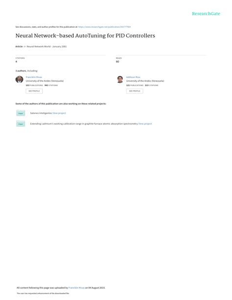 Neural Network Auto Tuning For Pid Controllers