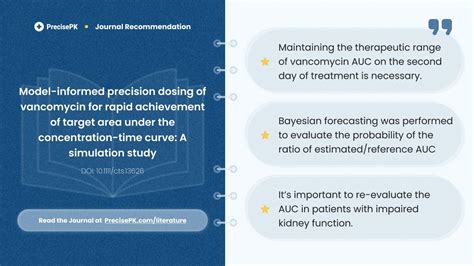 Literature Guided Vancomycin Trough To Auc Dosing Precisepk