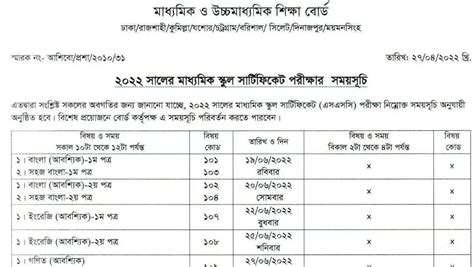 Ssc Routine 2025 New Updated Revised Pdf Download নতুন রুটিন