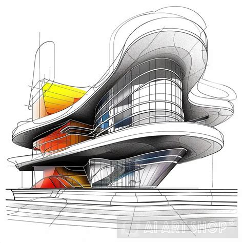 Vibrant Flow Contemporary Building With Dynamic Lines And Bold Colors Vibrant Flow Contemporary Building With Dynamic Lines And Bold Colors