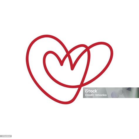 서예 단선 벡터 두 심장 사랑 기호입니다 발렌타인 데이의 로맨틱 한 손으로 그린 아이콘입니다 티셔츠 인사말 카드 포스터 결혼식에 대한 콘셉센 기호 평면 요소 일러스트 디자인