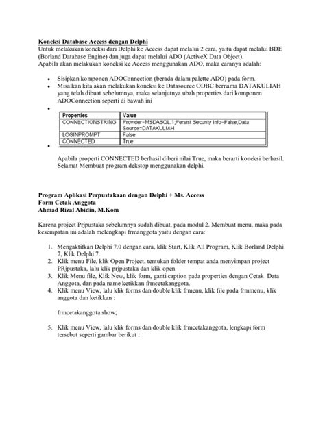 Pdf Koneksi Database Access Dengan Delphi Dokumentips
