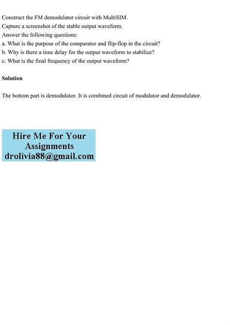 Construct The Fm Demodulator Circuit With Multisim Capture A Scree Pdf