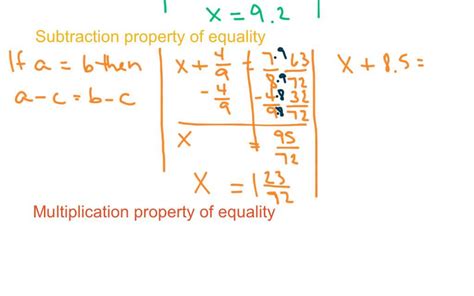 Solving One Step Equations Using Properties Of Equality Youtube