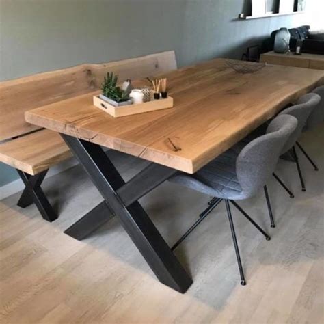 Дизайнерский Кухонный обеденный стол из натурального дерева Loft Design 160x80x75h Черный