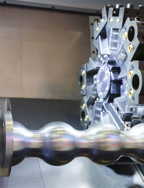 Close Up Rotating Part Cnc Milling Machine During Metal Processing