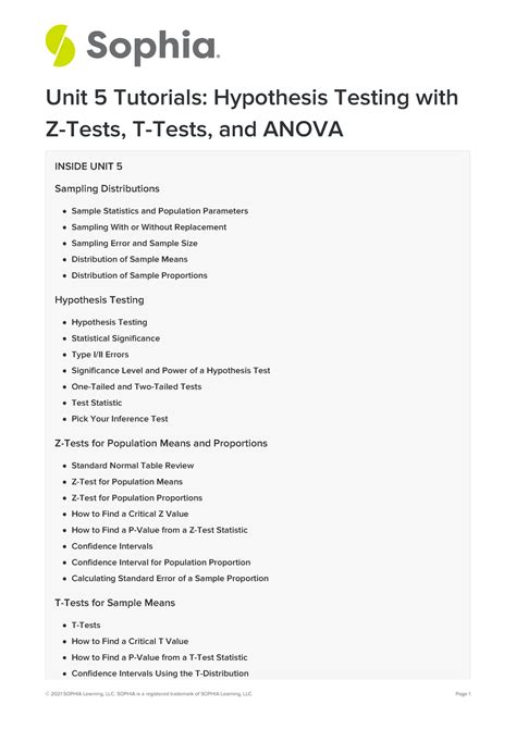 Unit 5 Tutorials Hypothesis Testing With Z Tests T Tests And Anova Unit 5 Tutorials