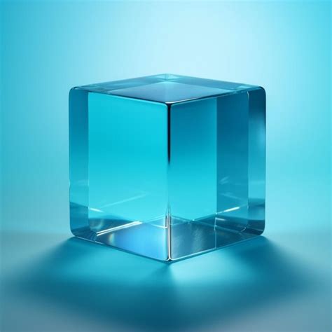 Premium Photo A Close Up Of A Glass Cube On A Blue Background Generative Ai