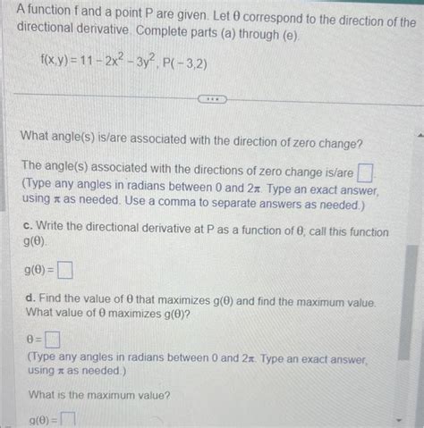Solved A function f and a point P are given Let θ Chegg com