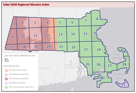 massgis data lidar dem regional mosaics index