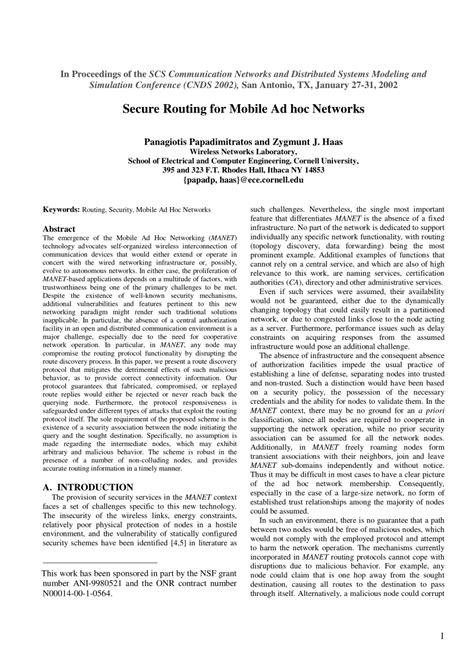 Pdf Secure Routing For Mobile Ad Hoc Networks