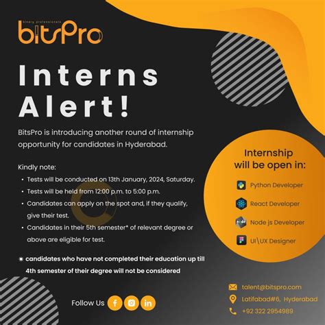 Arfa Memon On Linkedin Internship Opportunity Bitspro Hyderabad