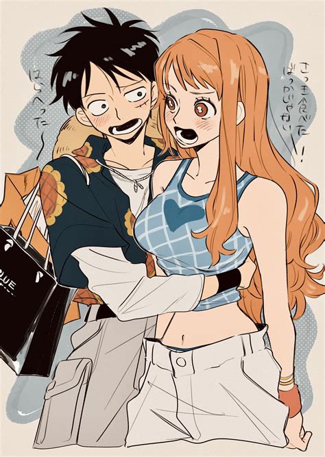 Nami And Monkey D Luffy One Piece Drawn By Ten Danbooru