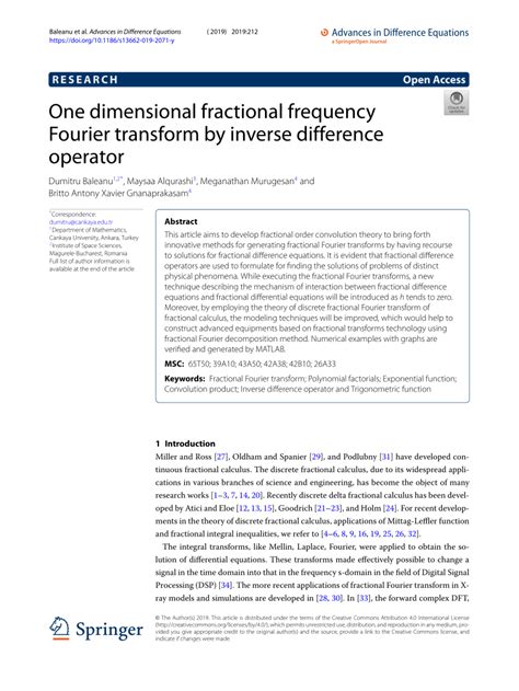 Pdf One Dimensional Fractional Frequency Fourier Transform By Inverse
