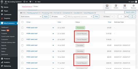 Cancel Order Request Return Order Repeat Order Reorder For