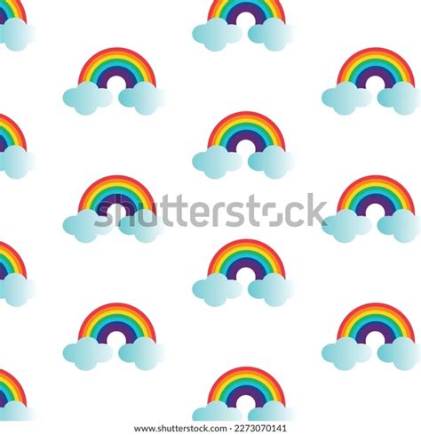 Colorful Rainbow Clouds Sky Cartoon Style Stock Vector Royalty Free