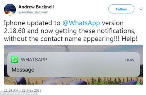 Annoying Bug In Whatsapp Hides The Name Of Senders In Notifications Daily Mail Online