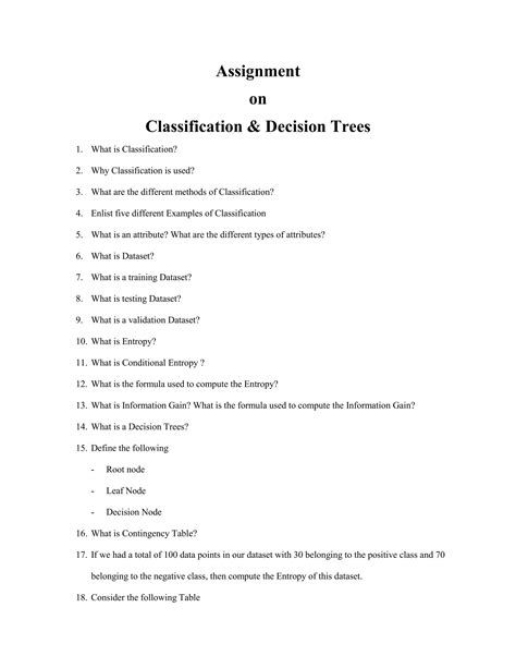 decision tree assignment pdf