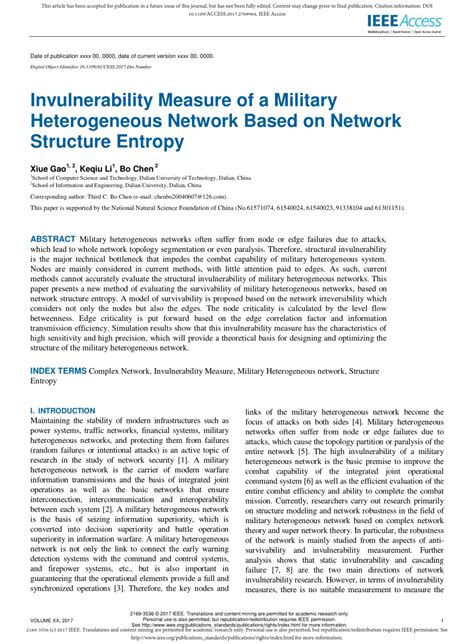 Pdf Invulnerability Measure Of A Military Heterogeneous Network Based