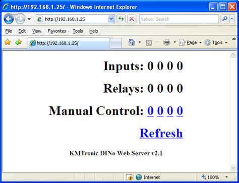 kmtronic dino internet ethernet relay io board web server example