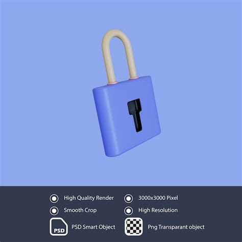 Premium Psd 3d Render Illustration Key Padlock