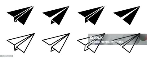 흰색 배경에 종이 비행기 벡터 아이콘 세트입니다 편지 보내기 수제 종이 접기 비행기 0명에 대한 스톡 벡터 아트 및 기타 이미지