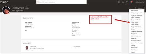 Option To Add A Quick Action To Employment Info Actions — Cloud Customer Connect