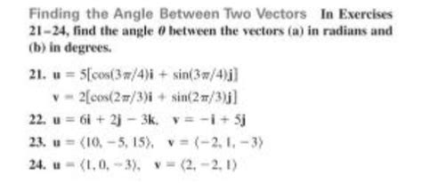 Solved Find The Angle Theta Between The Vector A In Chegg Com