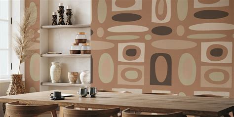 Retro Shapes Mocha Mousse Wallpaper Retro Shapes Mocha Mousse Wallpaper