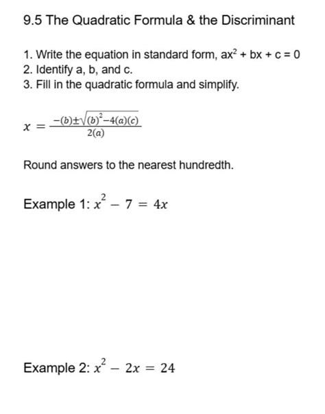 95 The Quadratic Formula And The Discriminant By Jessica Furman