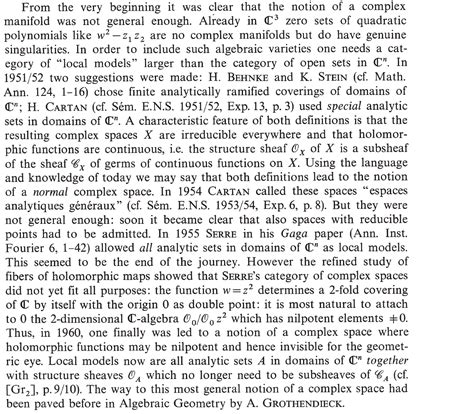 Mathematics Who First Defined Complex Analytic Spaces History Of Science And Mathematics