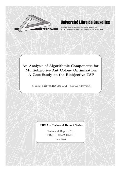 Pdf An Analysis Of Algorithmic Components For Multiobjective Ant Colony Optimization A Case