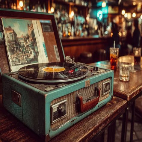 A Vintage Record Player With A Vinyl Record Stock Image Image Of