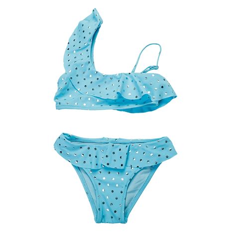 2 7t Girls Swimsuit Set Split Ruffled Polka Dot Vicedeal