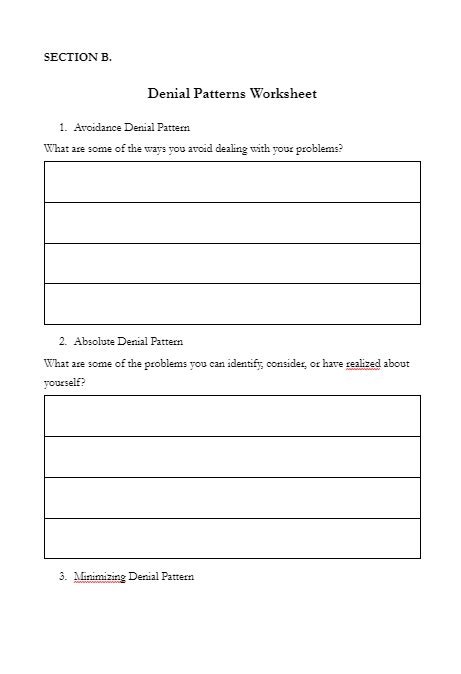 Denial Patterns Worksheet Happiertherapy